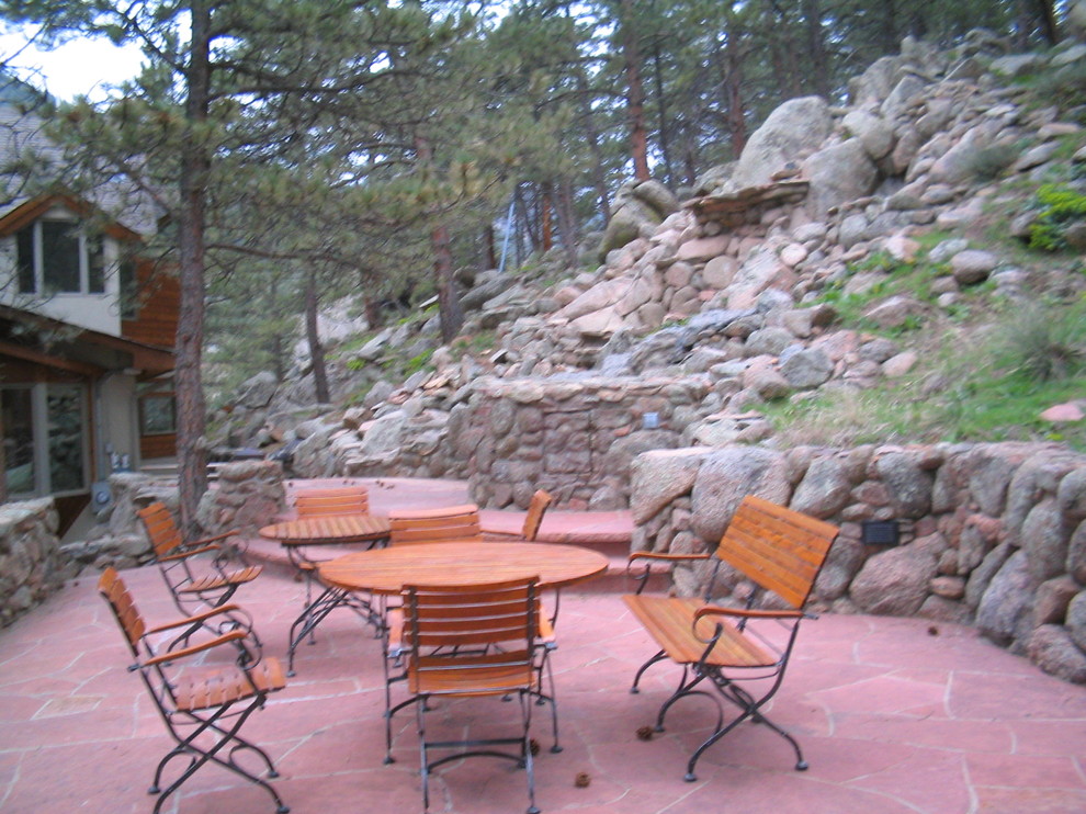 Sunshine Canyon Flagstone and Moss Rock Patio Project - Traditional ...