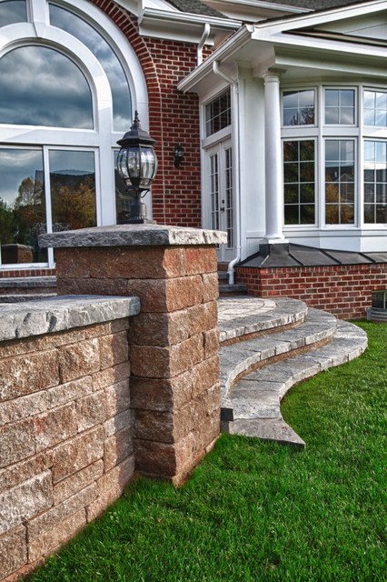 Techo-Bloc Patio with Seatwalls and Outdoor Kitchen - Patio - DC Metro ...