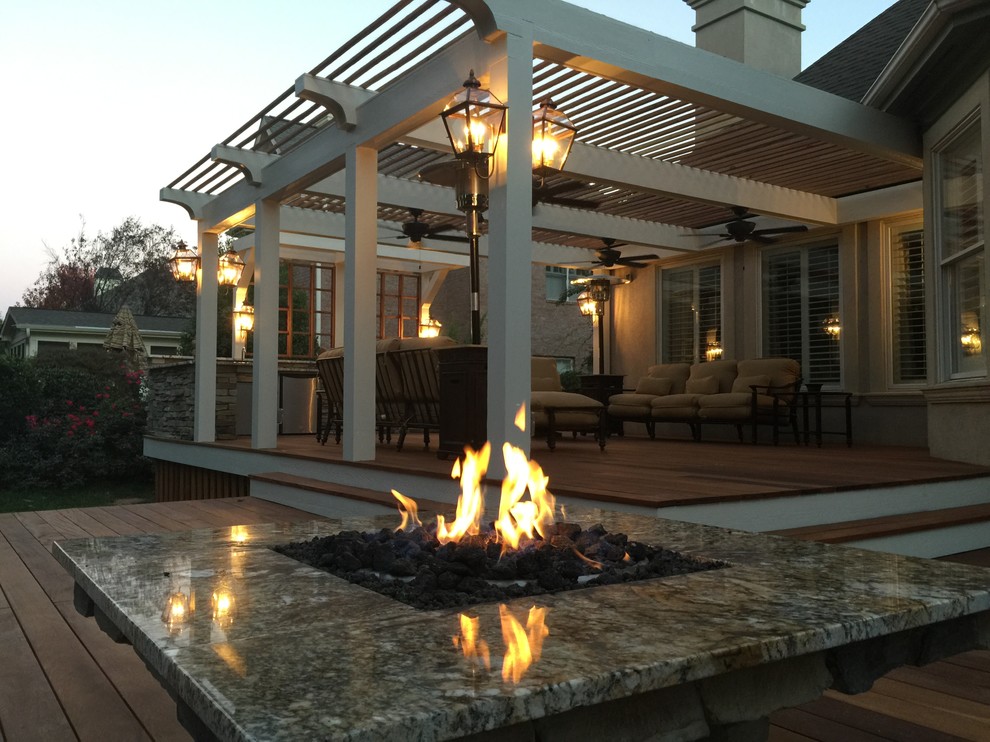 "The Peninsula" Custom Teak Deck, Pergolas, Outdoor Kitchen & Firepit ...