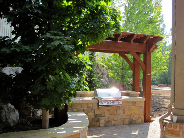 Timber Frame Barbecue Arbor - Traditional - Patio - Salt Lake City - by ...