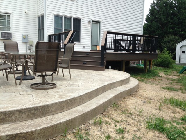 Timbertech Tigerwood Deck and Stamp Concrete Patio - Patio - Richmond ...