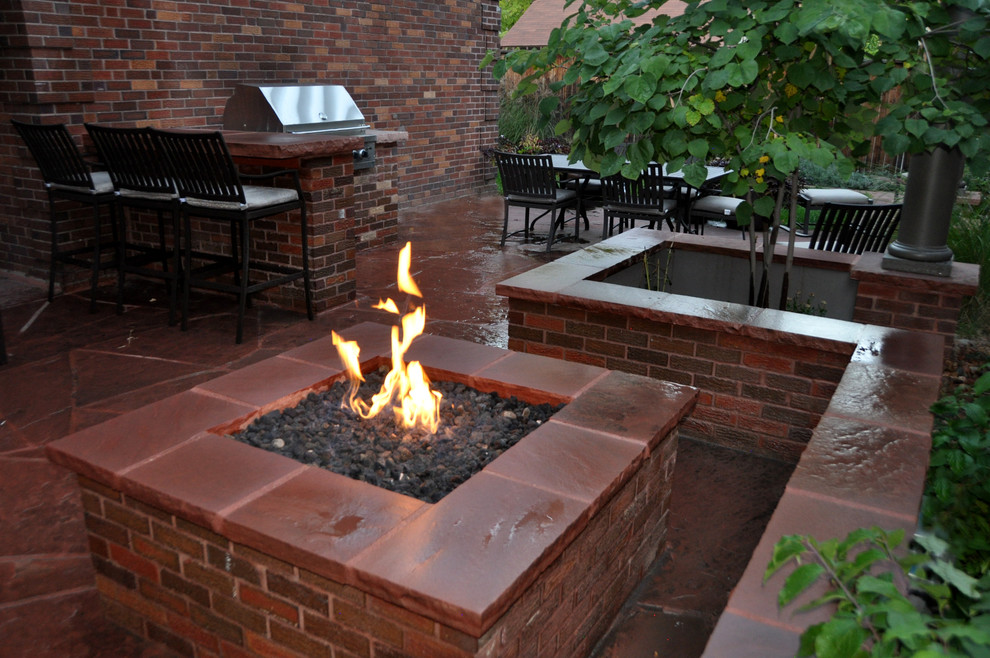 Traditional Brick Fire Pit - Traditional - Patio - Denver - by Mile ...