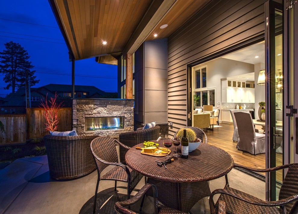 Transitional Custom Home in Bellevue - Transitional - Patio - Seattle ...
