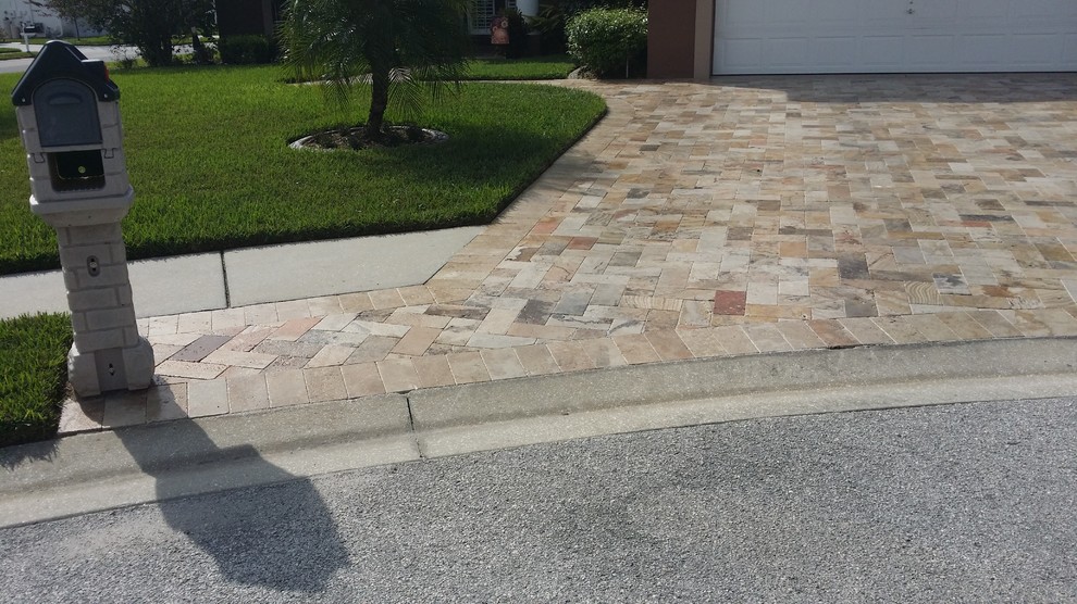 Travertine Paver Driveway Installation Tampa, FL - Modern - Patio ...