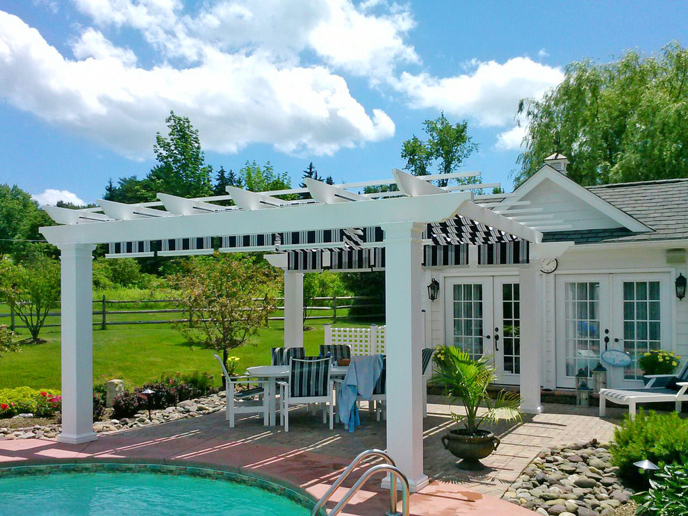 Trex Pergola+ShadeTree Canopy Poolside - Traditional - Patio - New York ...