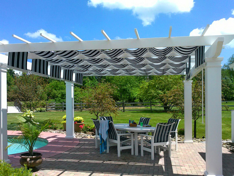 Trex Pergola+ShadeTree Canopy Poolside - Traditional - Patio - New York ...