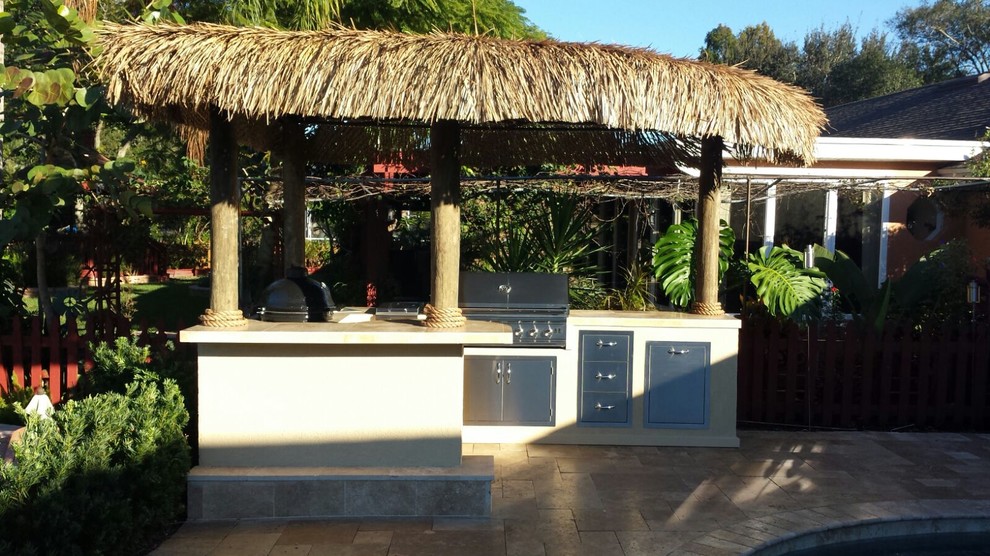 Tropical Custom Shaped Tiki Kitchen & Bar - Tropical - Patio ...
