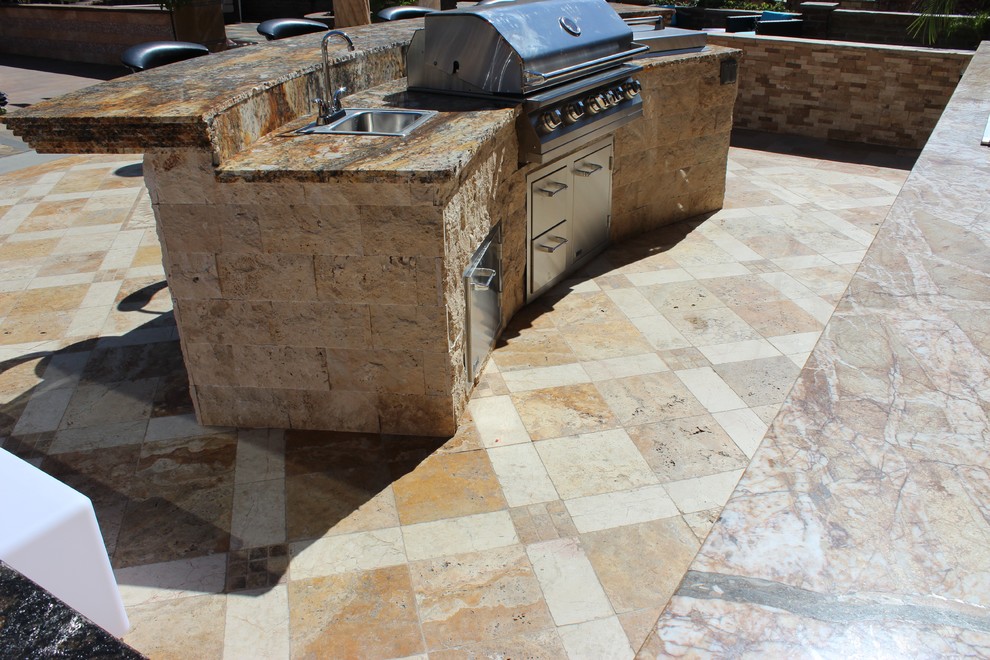 Outdoor Kitchen Design In Travertine