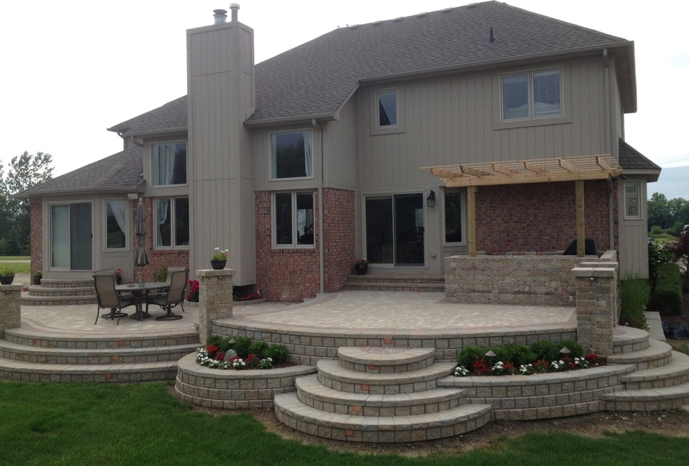 Two-Tier Patio with Grill & Bar - Transitional - Patio - Detroit - by ...
