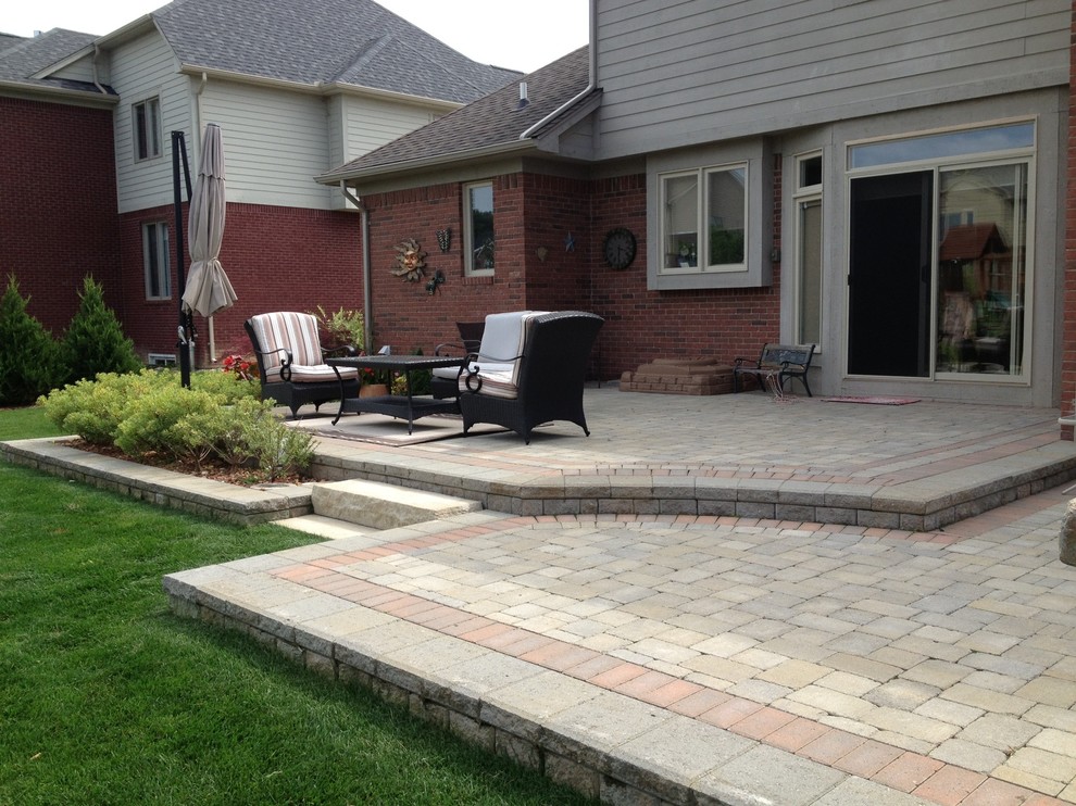 Two-Tiered Brick Patio - Transitional - Patio - Detroit - by Antonelli ...