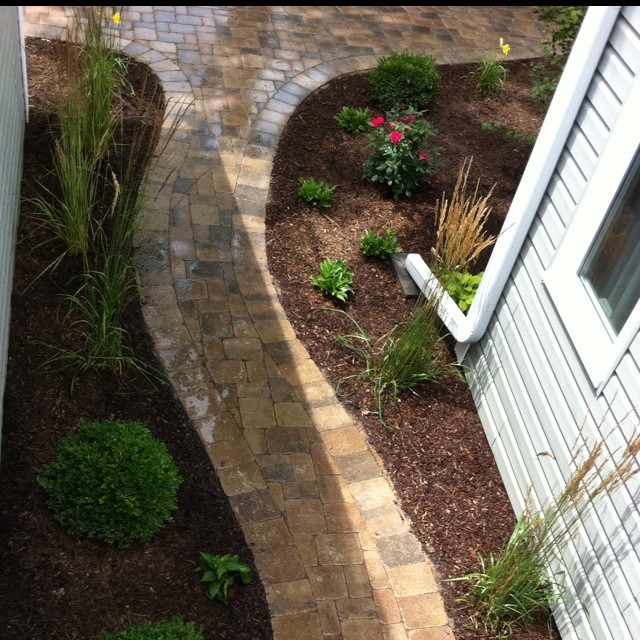 Unilock Brussels Block Walkway - Rustic - Patio - Chicago - by ...