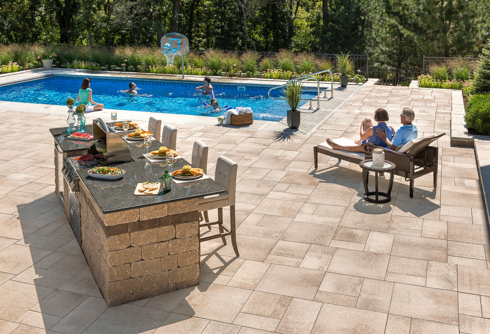 Unilock Patio and Pool Deck with Umrbiano paver - Contemporary - Patio - by Unilock | Houzz