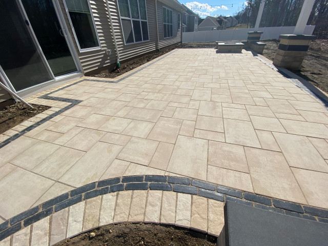 Unilock- Ucara wall, beacon hill patio - Modern - Patio - New York - by ...