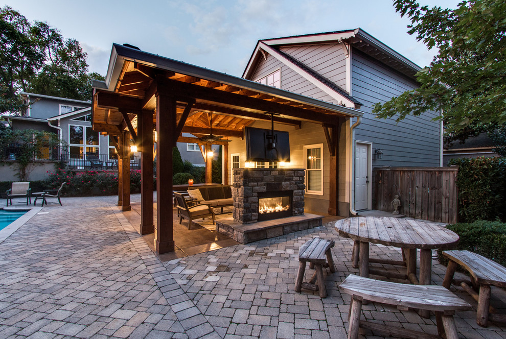 Vanderbilt / West End Covered Patio / Pool House - Rustic - Patio ...
