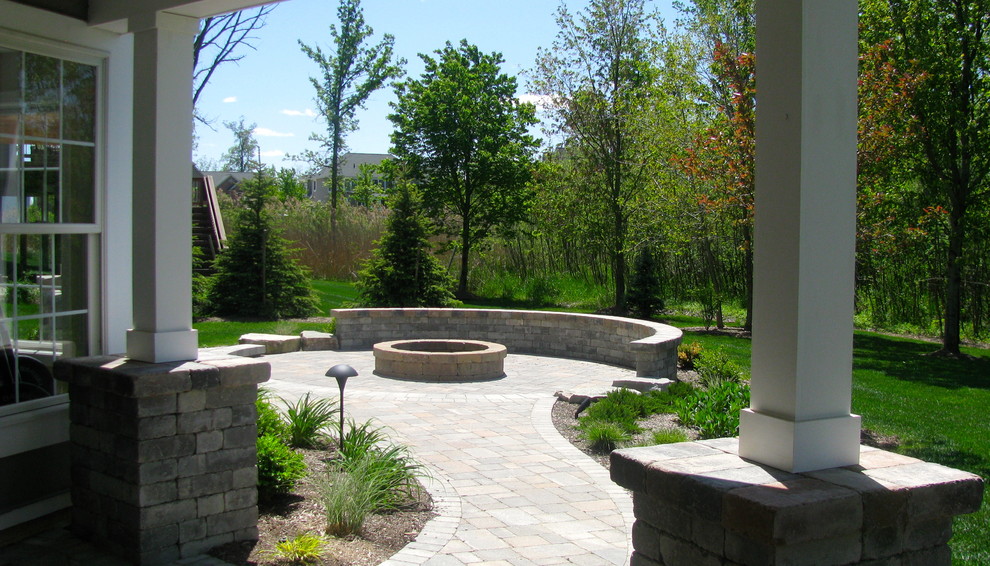 View to the Fire pit from Under the Screened Porch - Modern - Patio ...