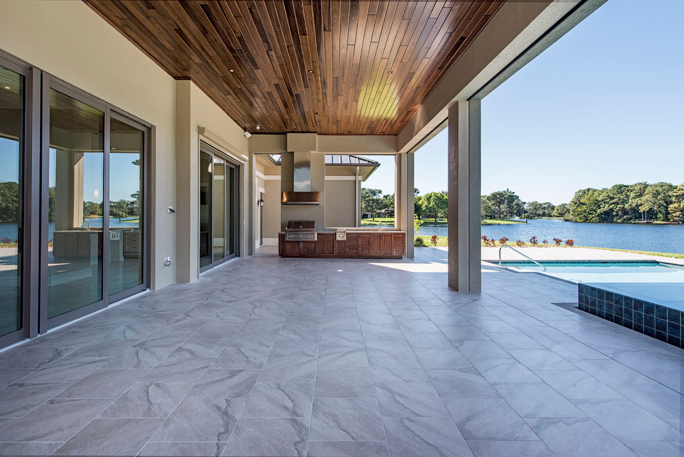 wall paper, valance, French doors, brown wall paper, wall mounted tv ...