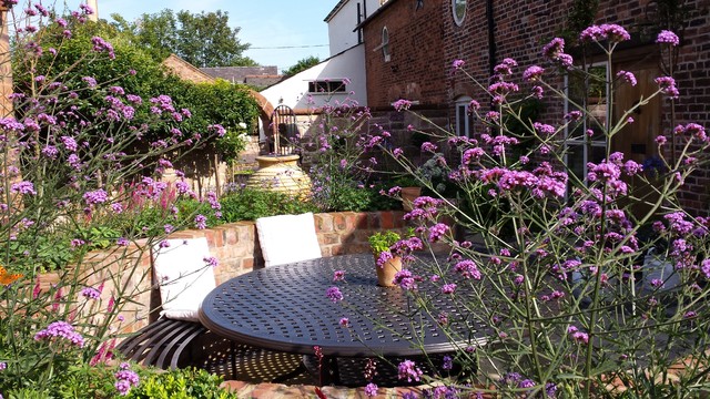 Walled courtyard garden for Mews Cottage - Country - Patio - Cheshire ...
