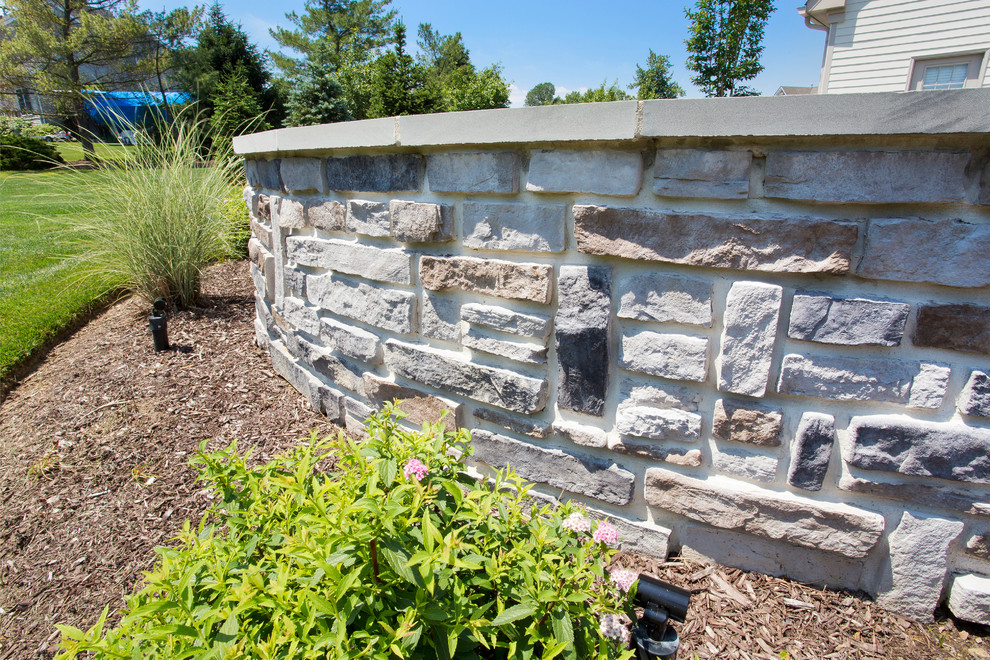 Warren, NJ Beautiful transformation - Blue stone patio with pergola and ...