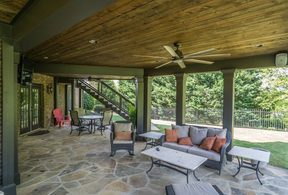 Watertight deck with T&G ceiling and pvc wrapped columns. - Traditional ...