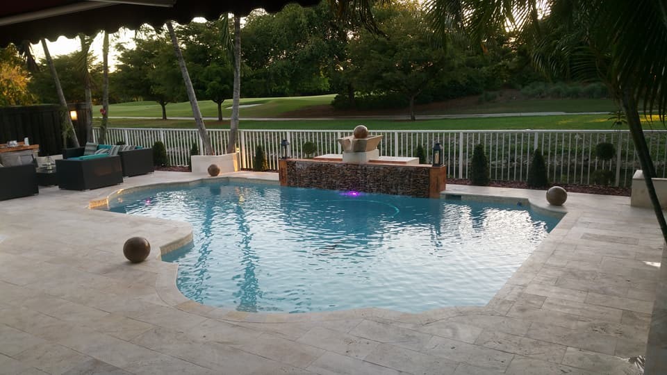 BEAUTIFUL POOL/DECK/CASCADE DESIGN WITH A CRYING WALL IN DORAL, FLORIDA ...