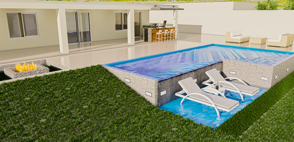 Patio con Piscina panorámica y Area de barbacoa, Orlando Fl - Modern ...