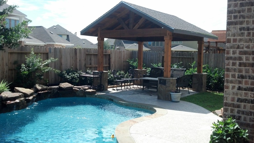 12'x12' Cedar Double Gable Cabana with Exposed Beams - Rustic - Pool ...