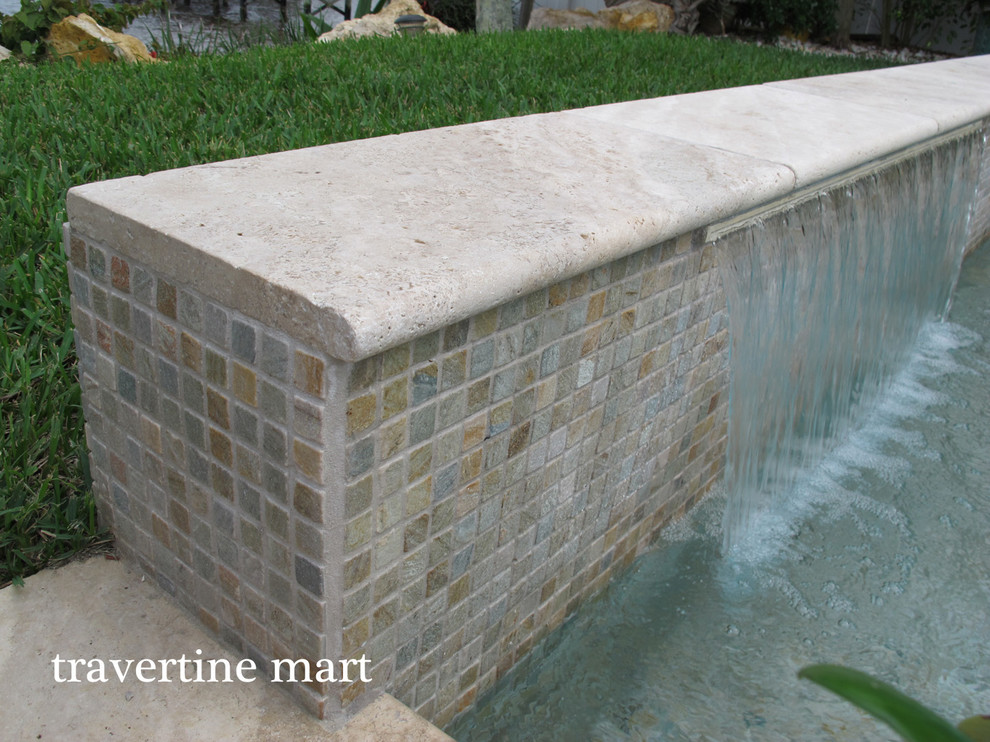 12x24 Ivory Travertine Pool Coping and Tiles - Natural Stone ...