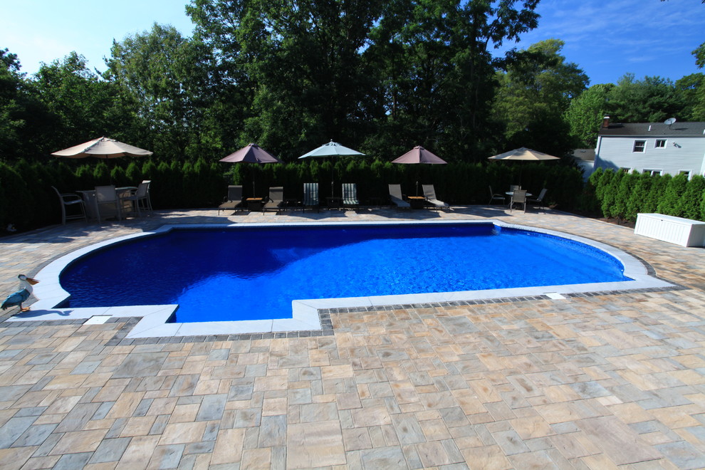 20x40 Rectangle with Roman Ends and Swimout Bench - Pool - New York ...