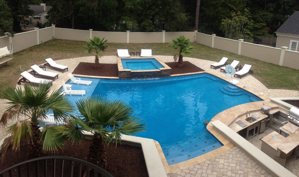 25 X 45 GUNITE POOL W SPILL OVER SPA - Traditional - Pool - Other - by ...