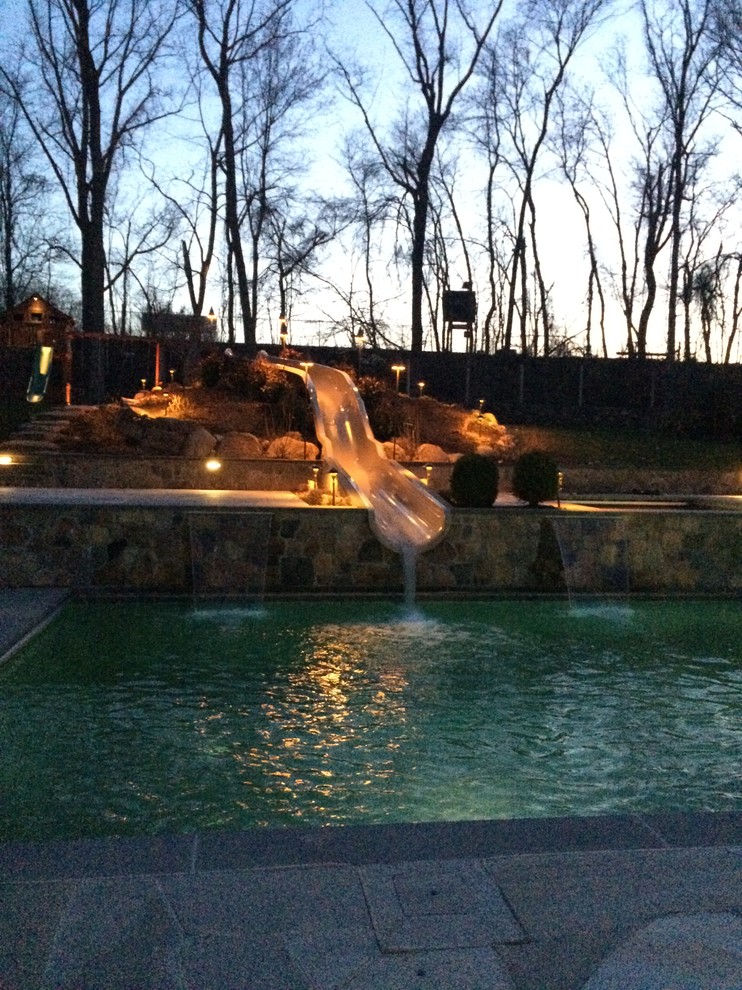50 Foot Custom Waterslide - Westport - Pool - New York - by Swimm Pools ...