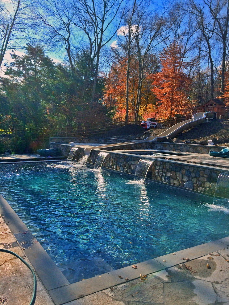 50 Foot Custom Waterslide - Westport - Pool - New York - by Swimm Pools ...