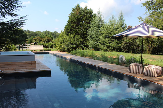 A Modern, Rustic Outdoor Living Space - Rustic - Swimming Pool & Hot ...