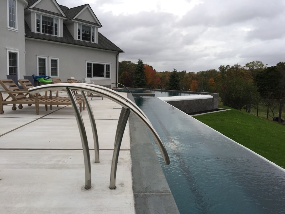 Aerial View: Infinity Edge Swimming Pool - Farmhouse - Pool - New York ...