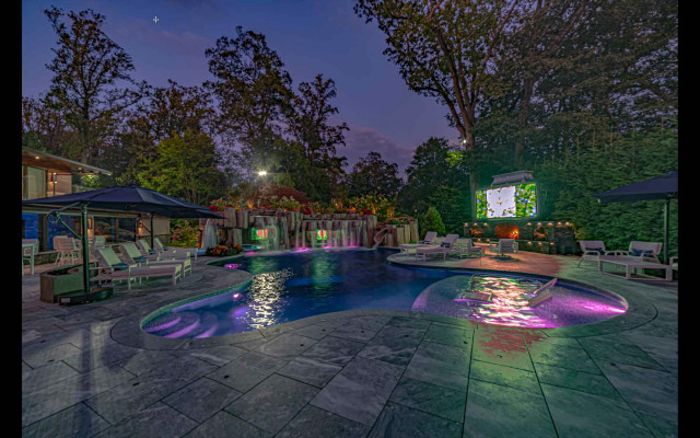 Alpine New Jersey - Luxury Custom Glass Tile Swimming Pool with Grotto ...