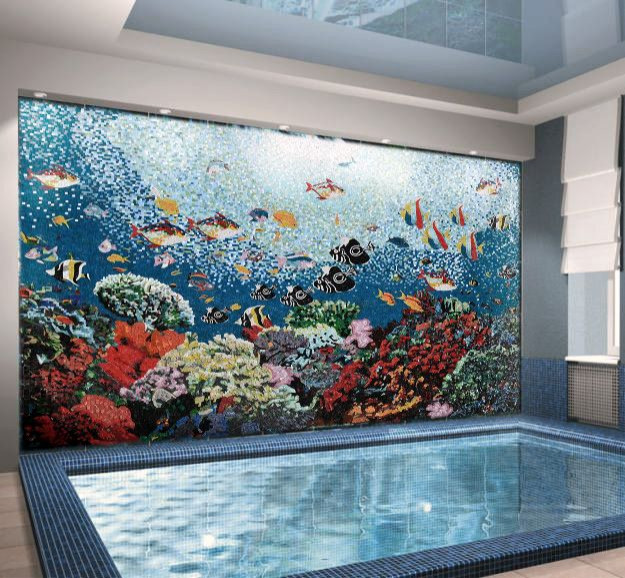 Aquatic Ocean Scene Glass Mosaic Pool Tiles I Mozaico - Beach Style ...