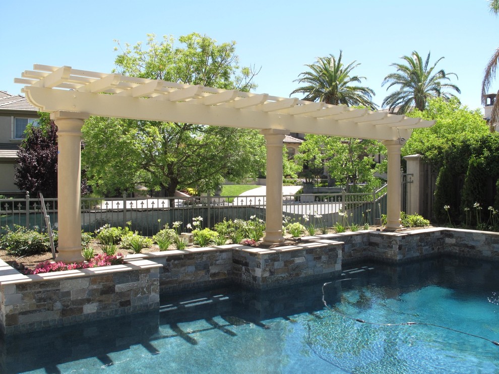 Arbor / pool / rock veneer - Traditional - Pool - San Francisco - by ...