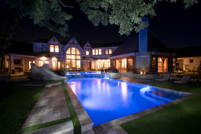 Argyle Infinity Double Pool, Dual Grottos & Dolphin Slide - Traditional ...