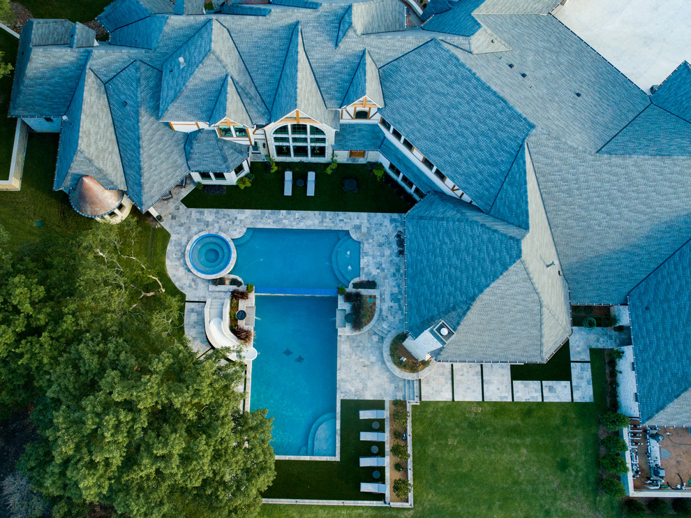 Argyle Infinity Double Pool, Dual Grottos & Dolphin Slide - Traditional ...