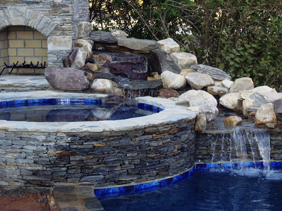 Augusta Natural Stone Veneer Pool and Waterfall - Traditional - Pool ...