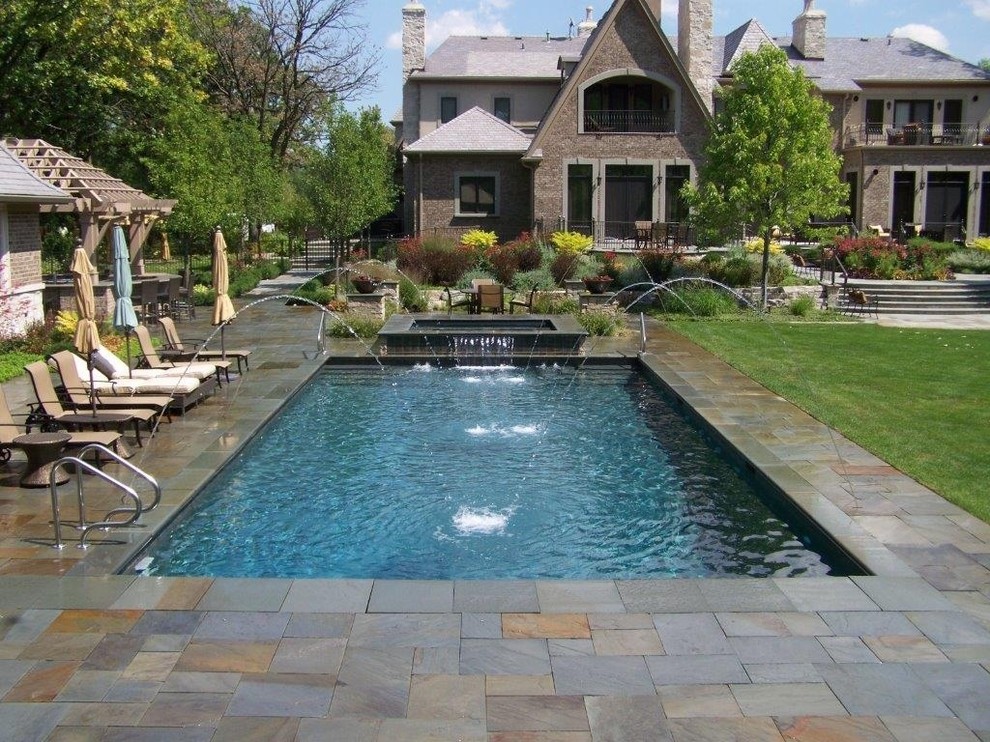 Auto Cover Pool With Raised Spa - Traditional - Pool - Chicago - by ...