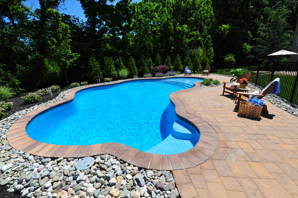 Backyard Free-Form Pool Retreat - Traditional - Pool - Philadelphia ...