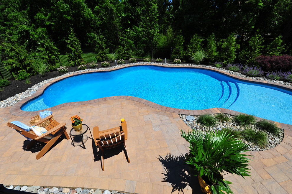 Backyard Free-Form Pool Retreat - Traditional - Pool - Philadelphia ...