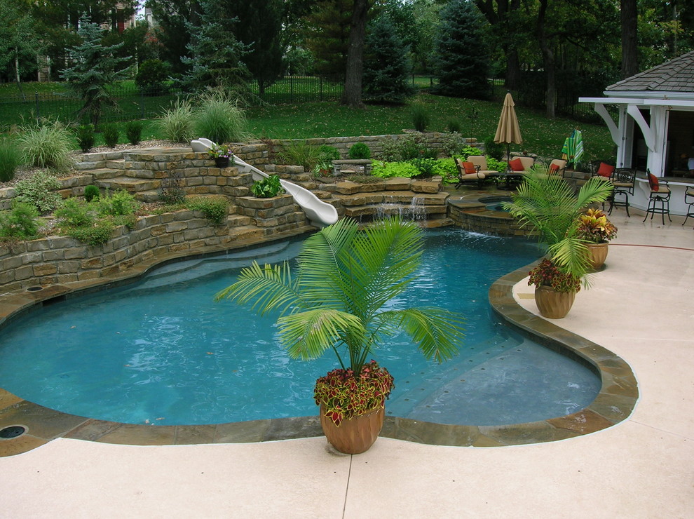 Backyard Living - Tropical - Pool - Kansas City - by Banks Pool & Spa ...