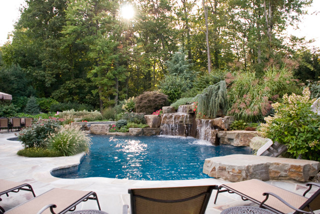 Residential Swimming Pool Waterfall Design New Design Outdoor Colorful