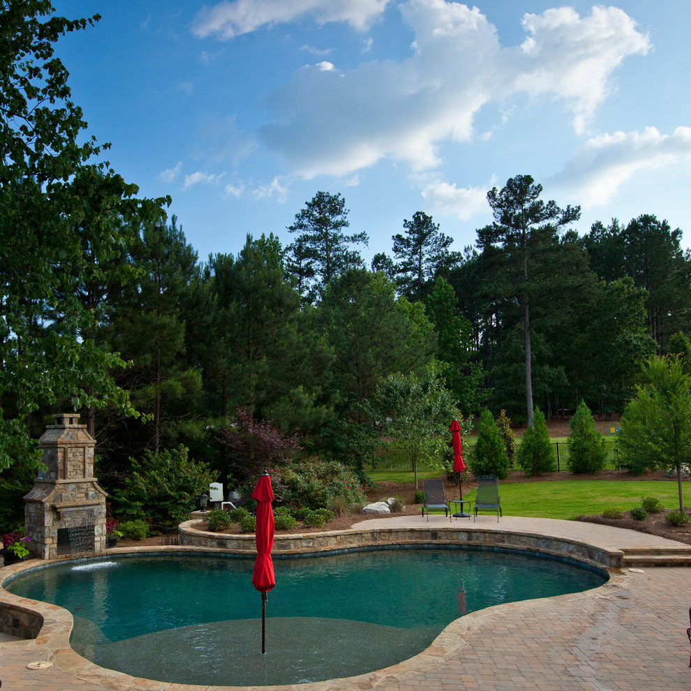 Beach Entry Pool with Swim Up Fire Pit - Traditional - Pool - Other ...