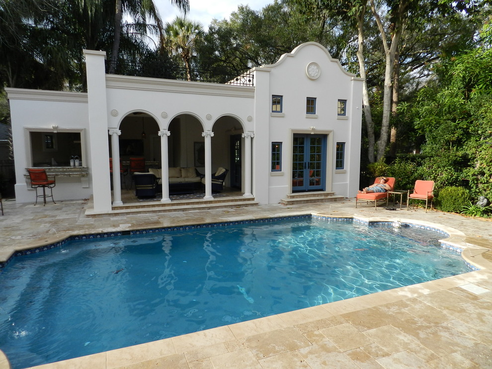 Beach Park Poolhouse, pool, and backyard - Mediterranean - Pool - Tampa ...