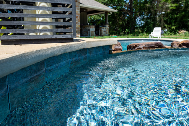 Beautiful Spa and Pool with Blue Surf PebbleTec - Rustic - Pool - Other ...