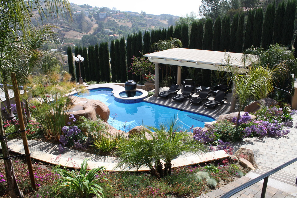 Bell Canyon Private Resort on a Cliff - Tropical - Pool - Los Angeles ...