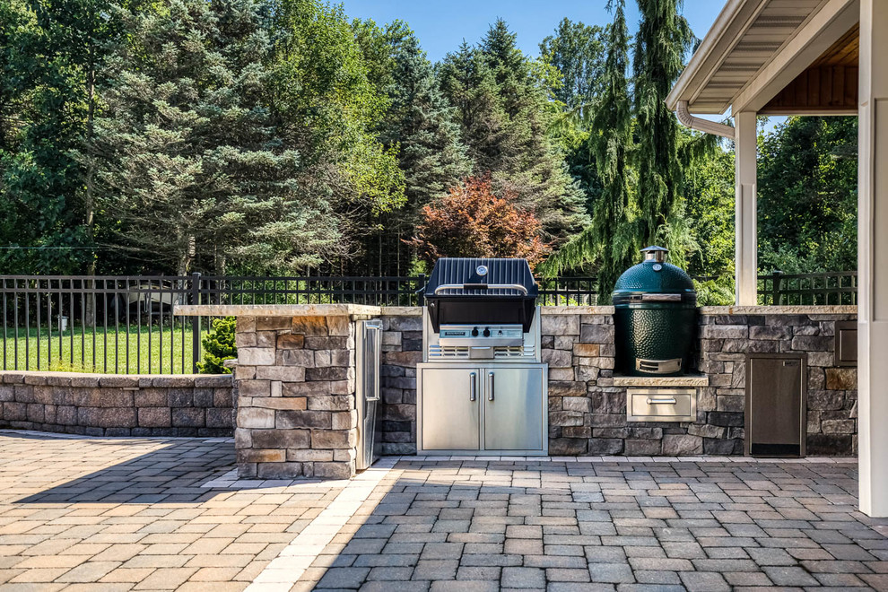 Below Ground Pool with Patio and Pool House Project - Traditional ...