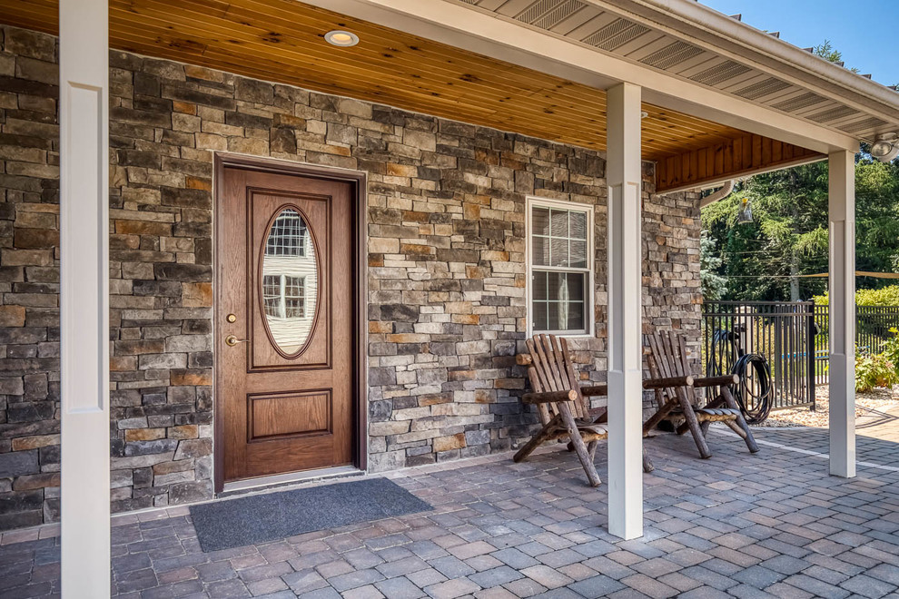 Below Ground Pool with Patio and Pool House Project - Traditional ...